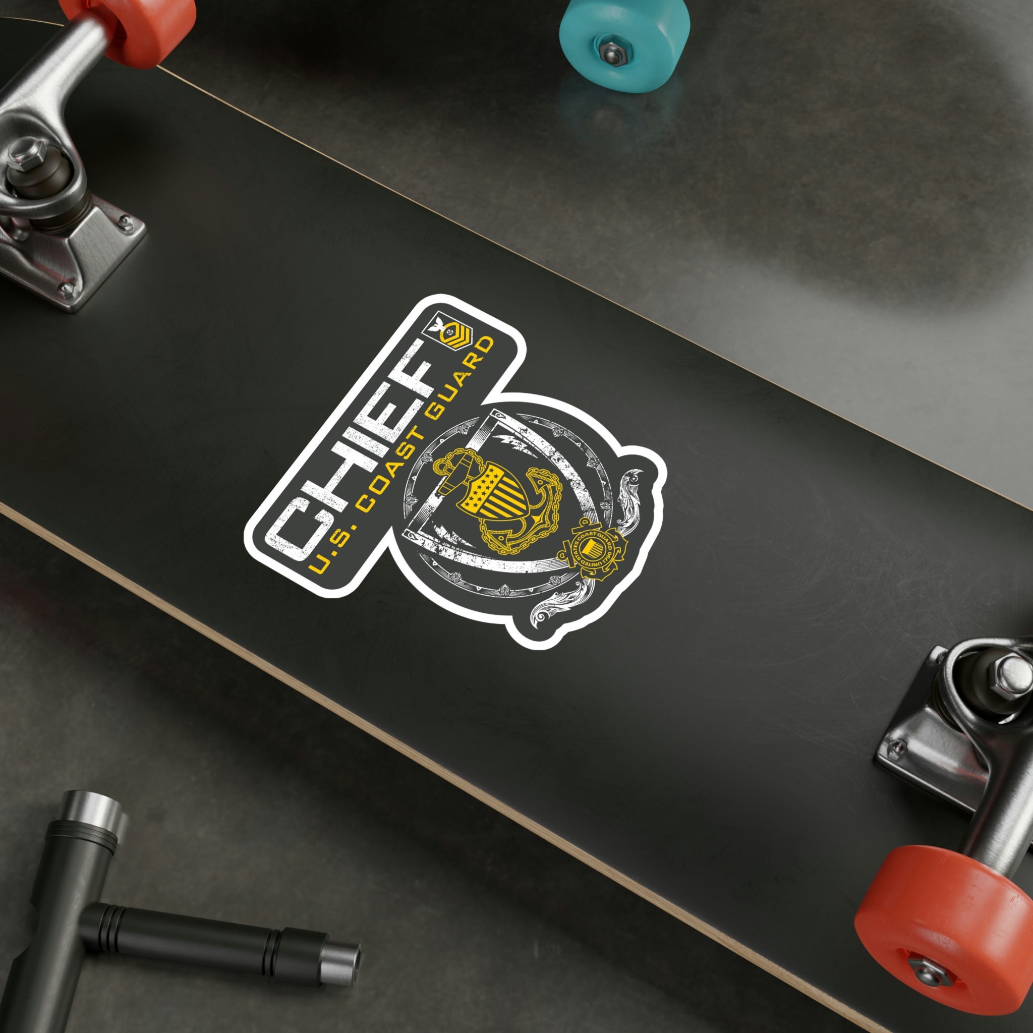 U.S. Coast Guard Chief (CPO) Kiss-cut Sticker, Coast Guard, USCG Vinyl ...