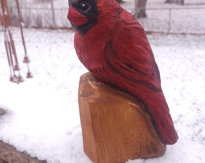 Cardinal Chainsaw Carving by Red Rabbit Wood Carving. Wood Art, Unique ...