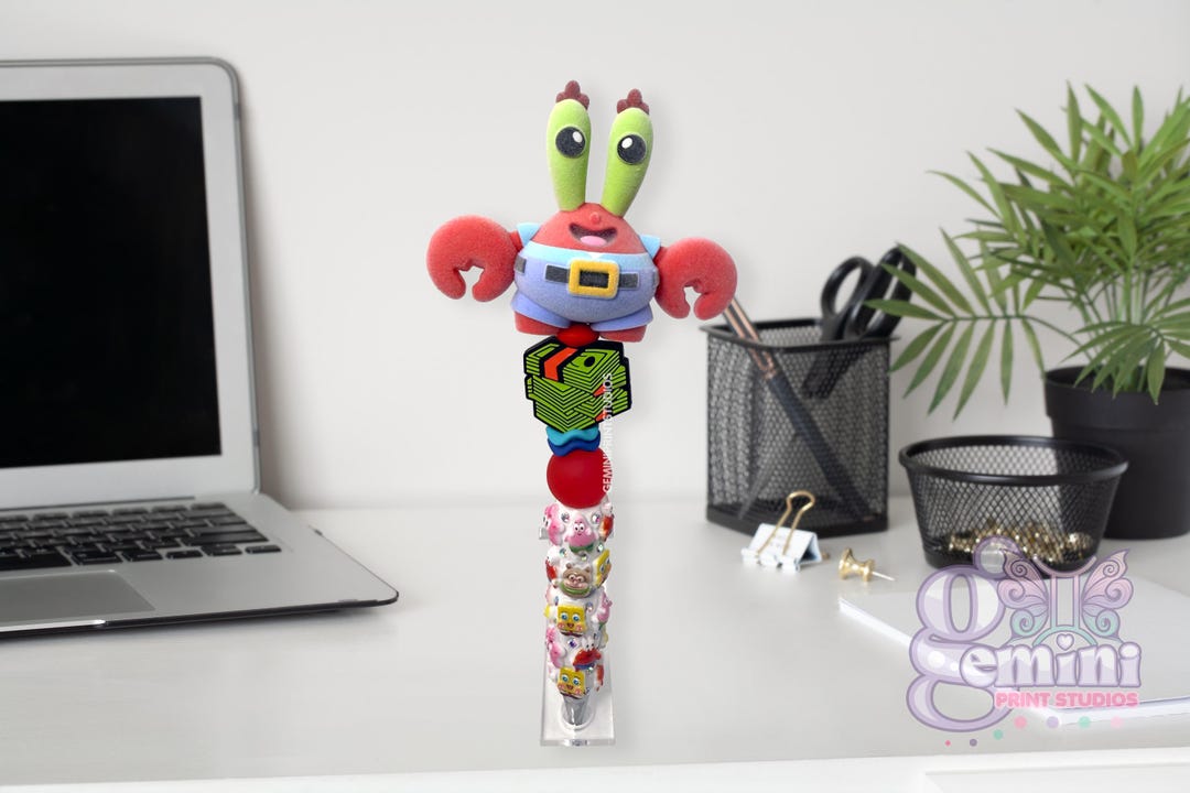 Mr. Krabs From Spongebob Beaded Pen Cartoon Character Pen Handmade ...