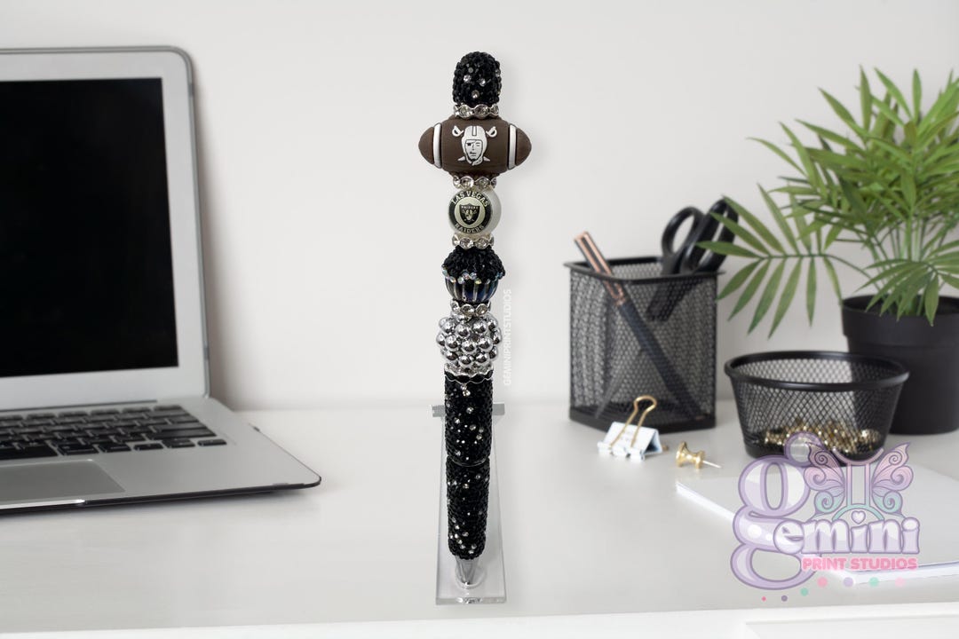 Las Vegas Raiders Football Beaded Pen Inspired Bling Pen Handmade ...