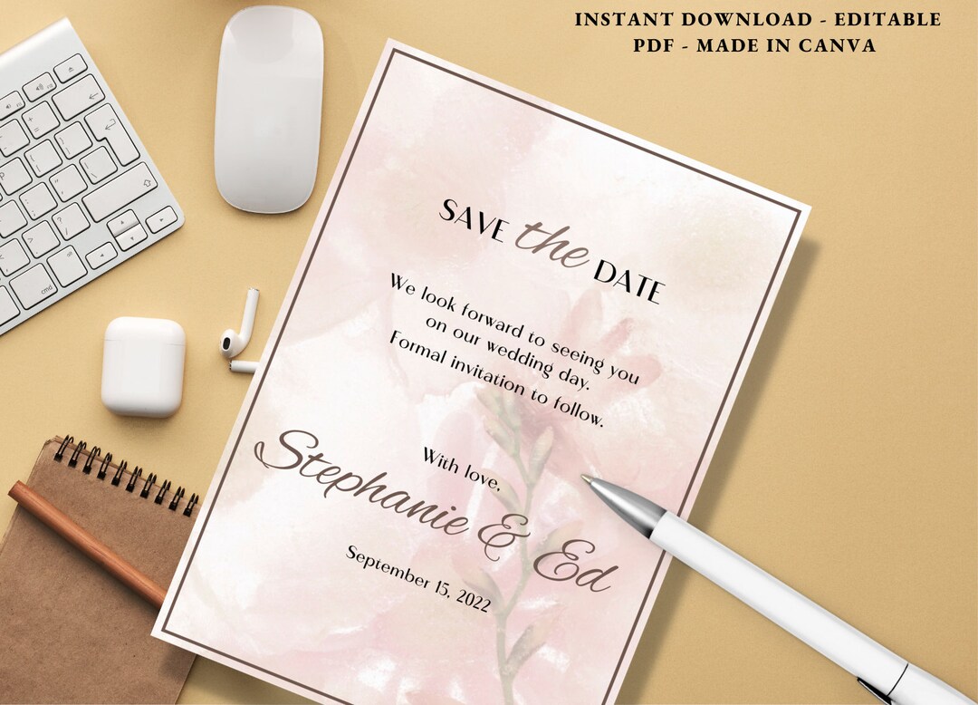 Beige Floral Wedding Invitation Template Wedding Invitation Template ...
