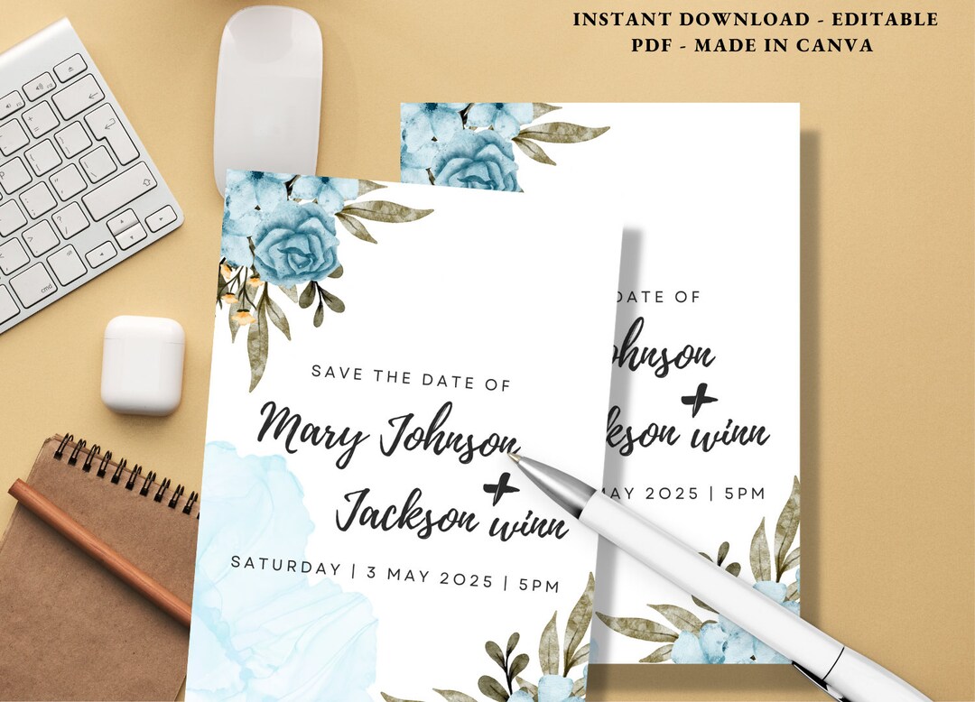 Blue Wedding Invitation Template Wedding Invitation Template Wedding ...