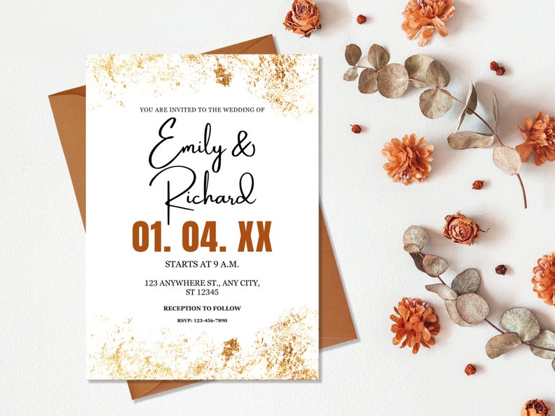 Editable Wedding Invitation Template Editable Minimalist Wedding Invite ...