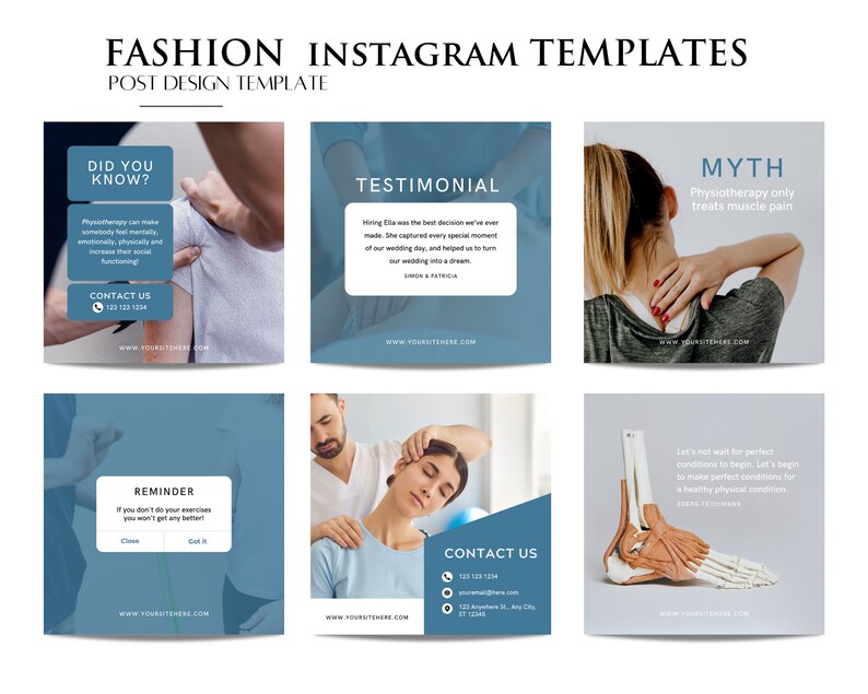 Physical Therapy Instagram Templates Personal Development Wellness ...