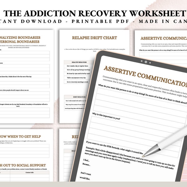 Addiction Worksheets - Etsy