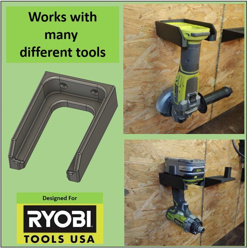 Ryobi 18v Wall Mount for Many Tools 3D Printed, W/ Mounting Screws - Etsy