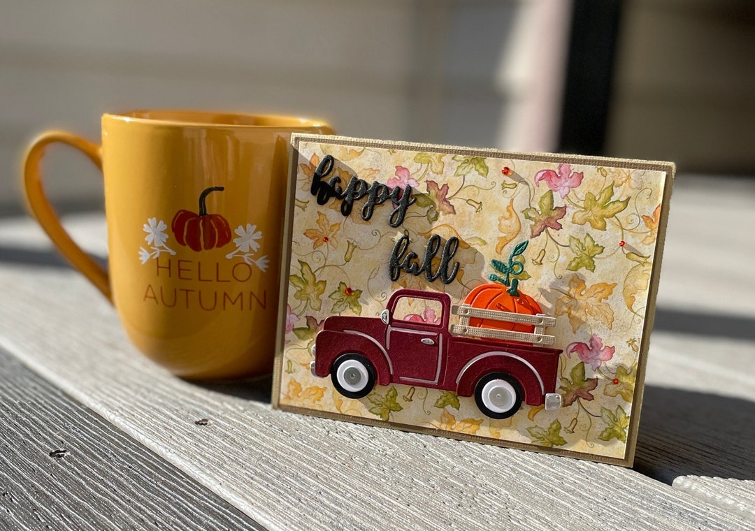Happy Fall Card, Fall Card, Autumn Card, Handmade Card, Unique Card, 3D ...