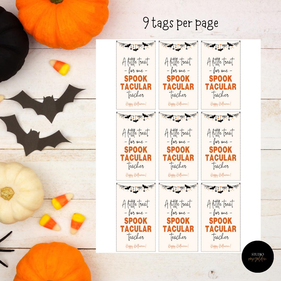 Spooktacular Teacher Tag Spooky Halloween Treats School Treat Tags ...
