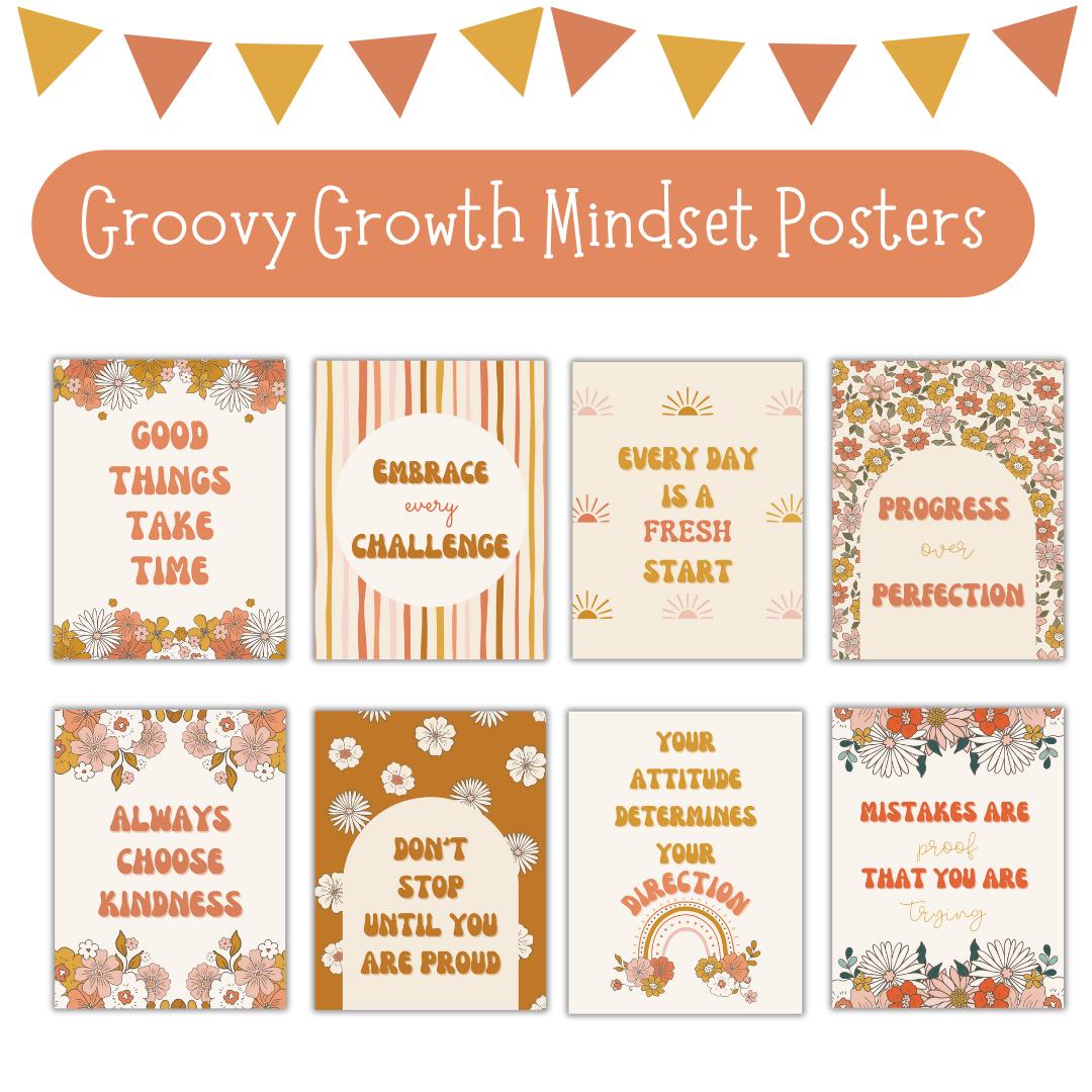 Groovy Growth Mindset Posters: Retro Boho Classroom Decor (digital ...