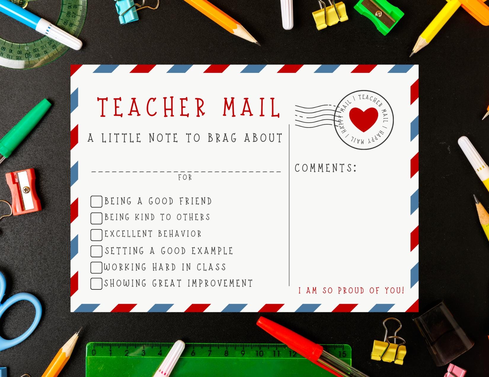 Teacher Happy Mail Postcard: Positive Note From Teacher (digital ...