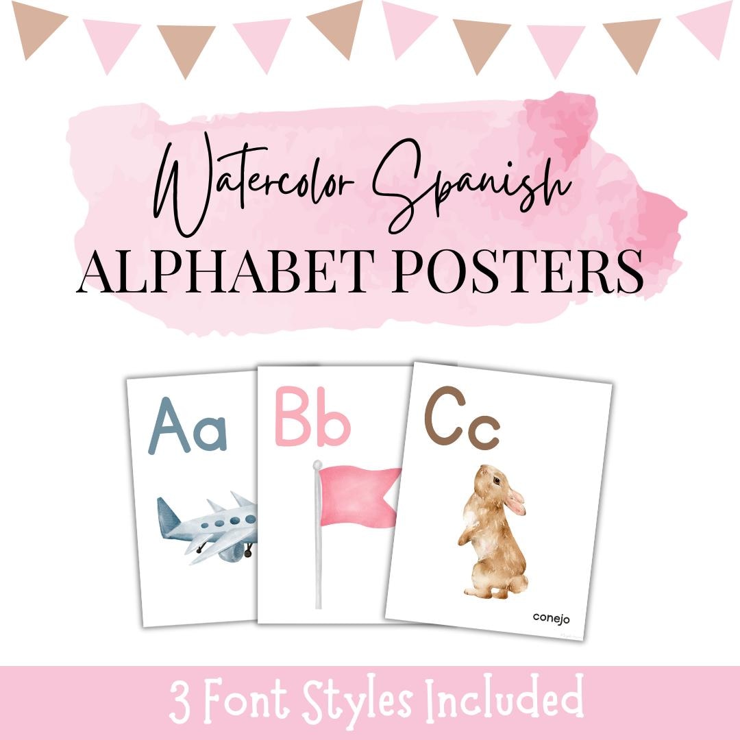 Spanish Alphabet Watercolor Posters: Neutral Classroom Decor (digital ...