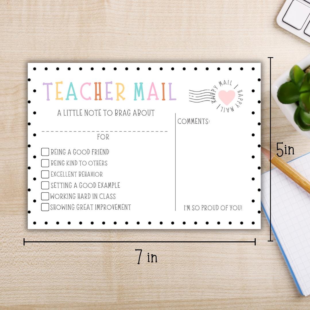 Teacher Happy Mail Postcard: Polka Dot Design (digital Download) - Etsy