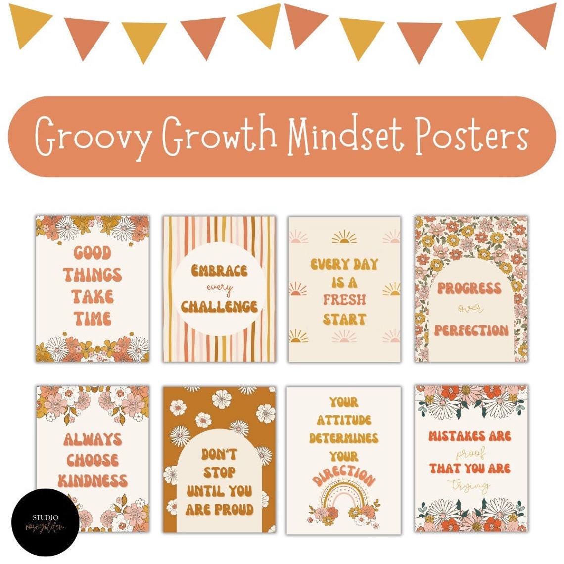 Groovy Growth Mindset Posters Groovy Boho Motivational Posters Retro ...