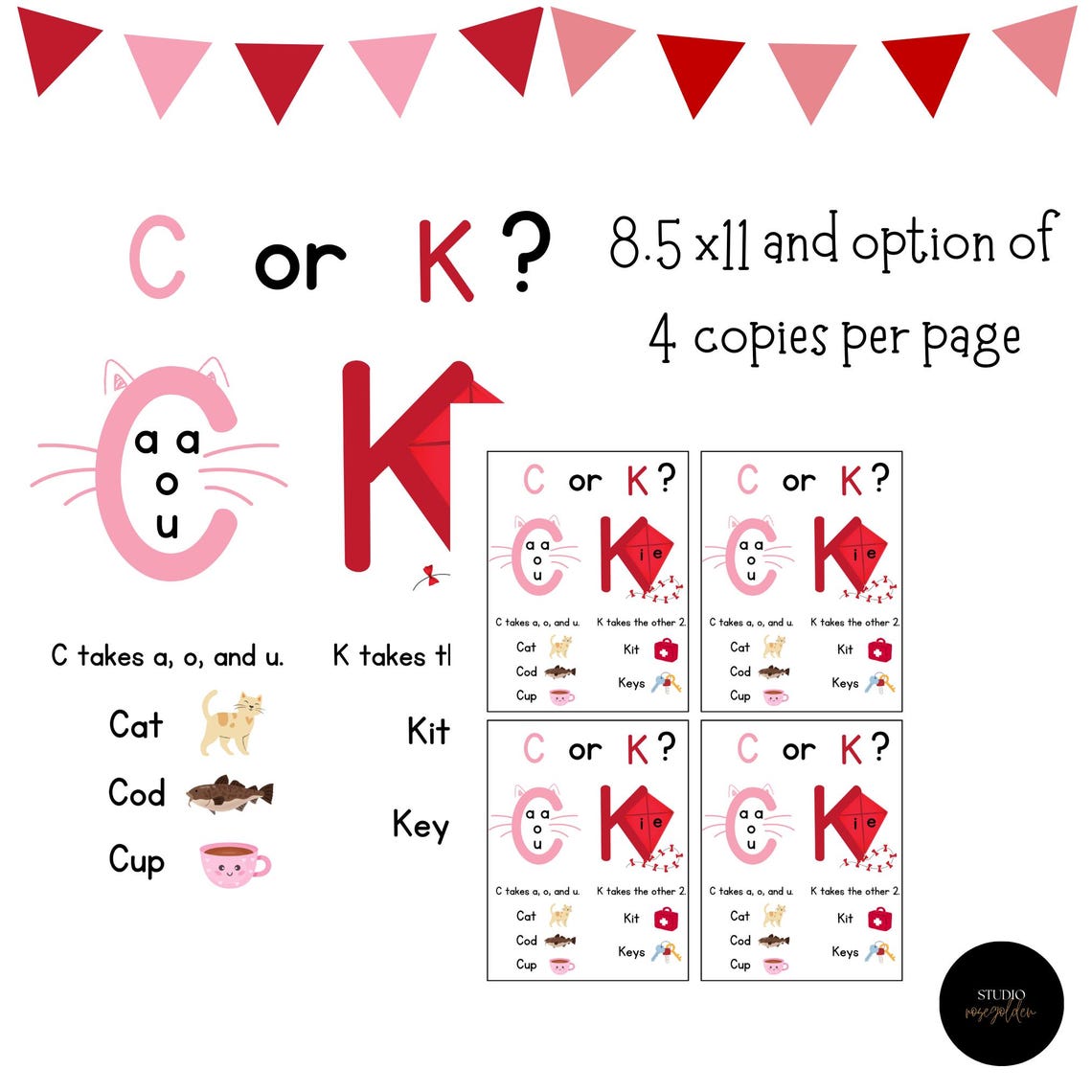 C or K Spelling Rule | Cat or Kite Phonics Rule | DIGITAL DOWNLOAD - Etsy