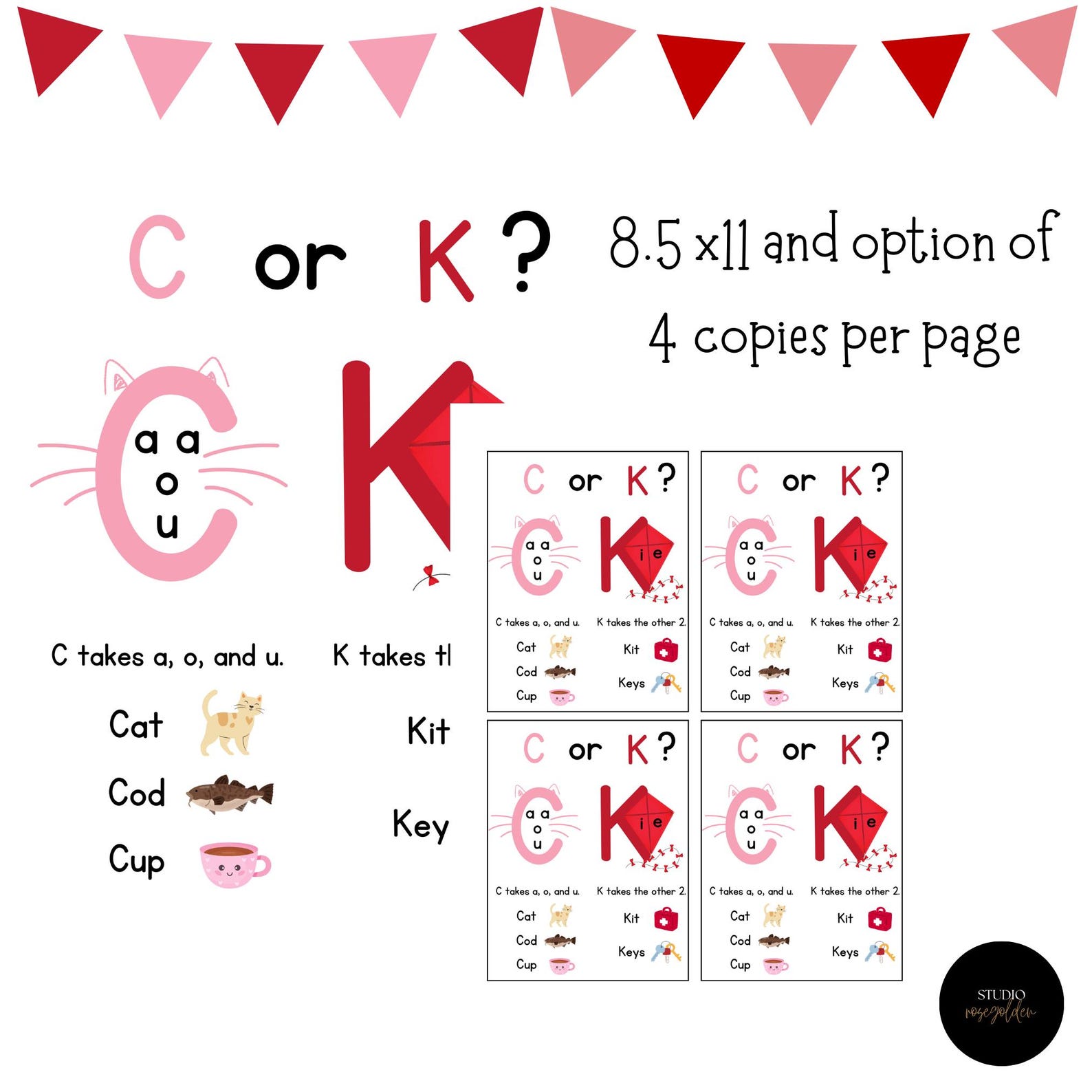 C or K Spelling Rule | Cat or Kite Phonics Rule | DIGITAL DOWNLOAD - Etsy