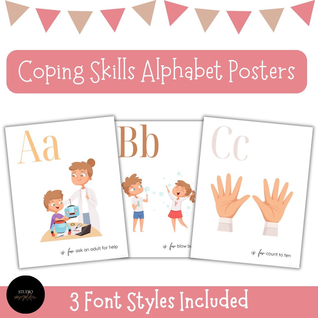 Coping Skills Alphabet Posters A to Z Coping Skills Colorful Classroom ...