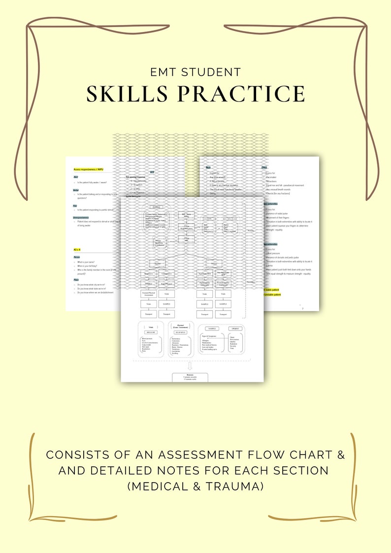 Emt Student Study Notes: Skills Practice, Assessment Flow Chart ...