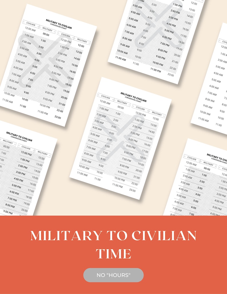 Comprehensive Military to Civilian Time Conversion Chart (8.5x11) - Etsy
