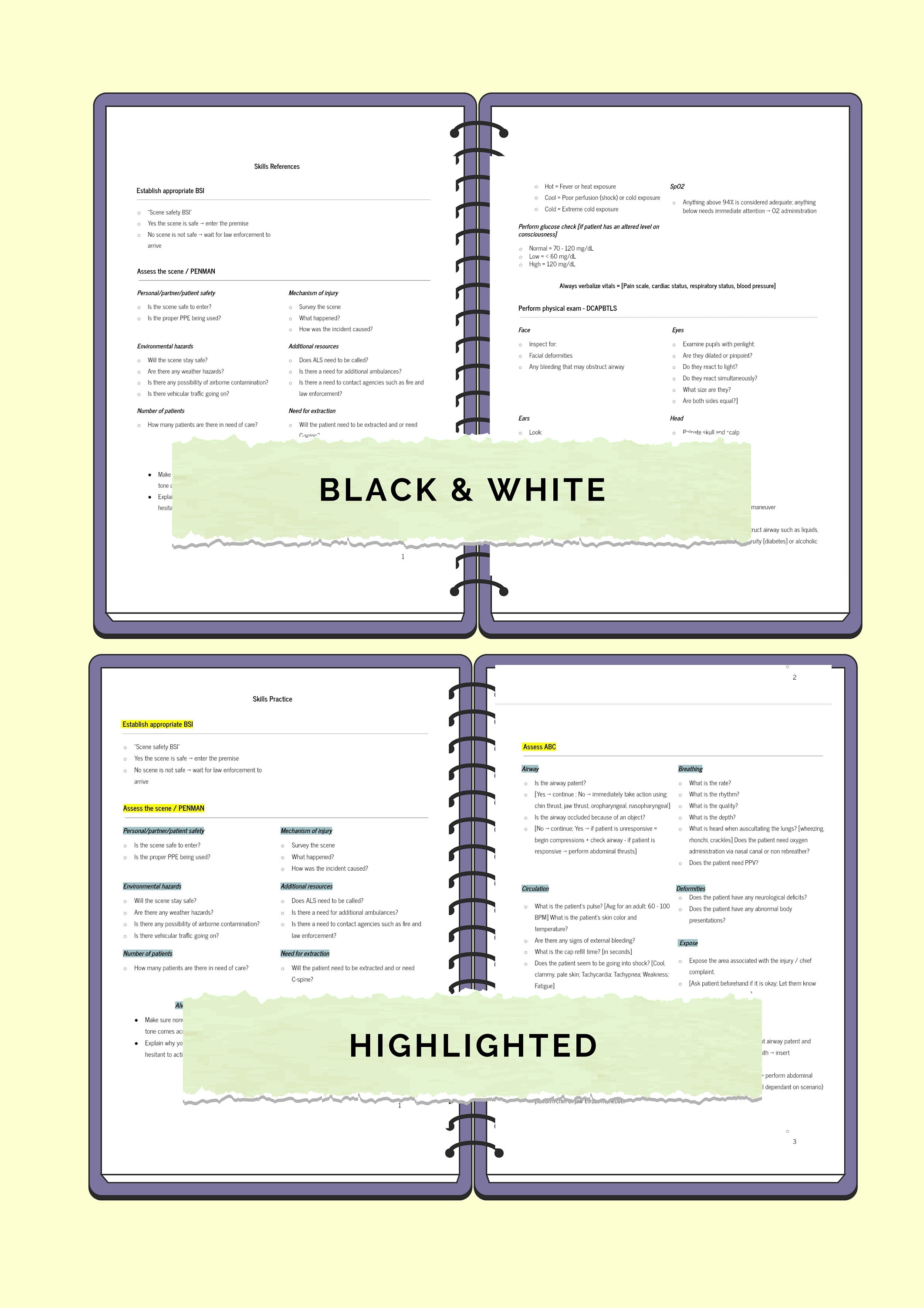 Emt Student Study Notes: Skills Practice, Assessment Flow Chart ...