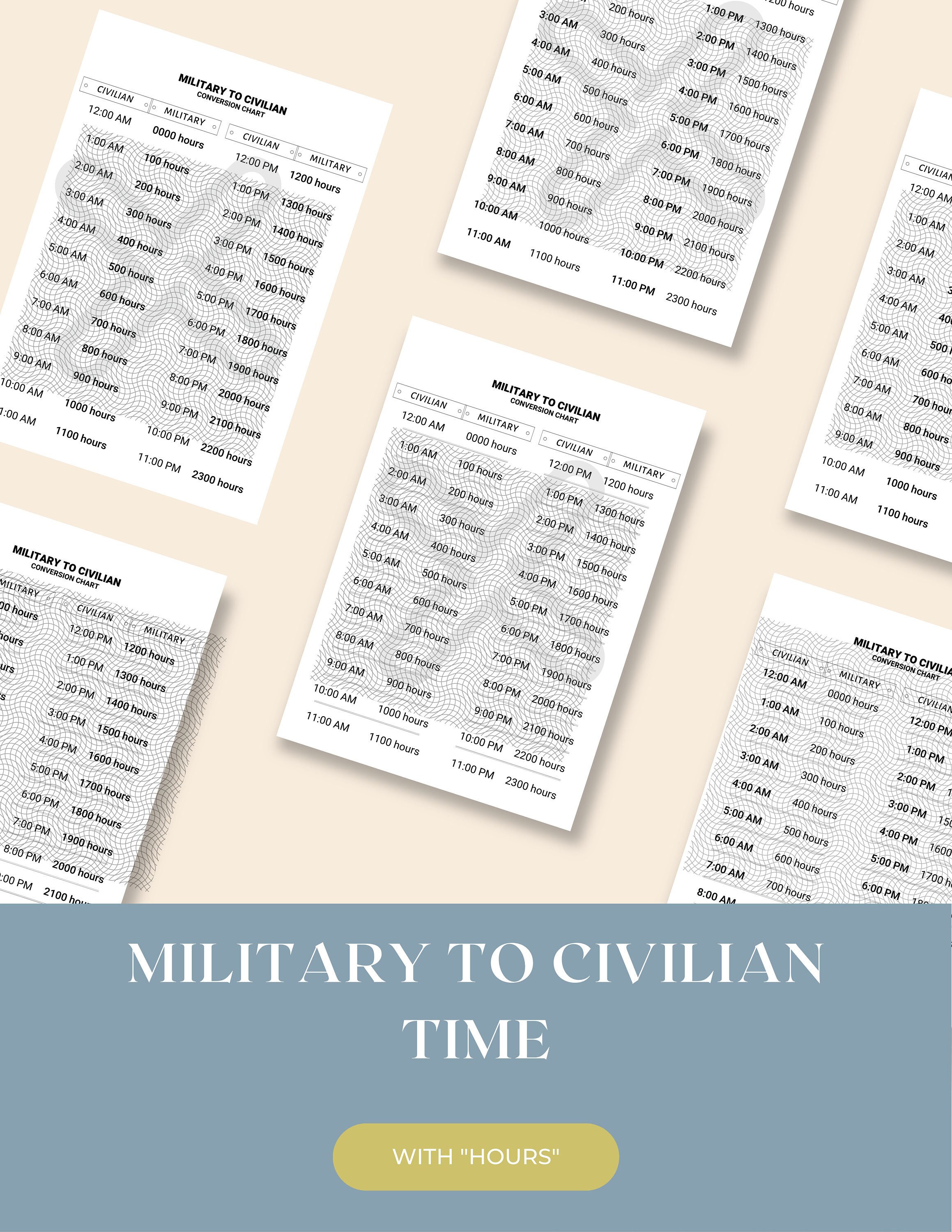 Comprehensive Military to Civilian Time Conversion Chart (8.5x11) - Etsy