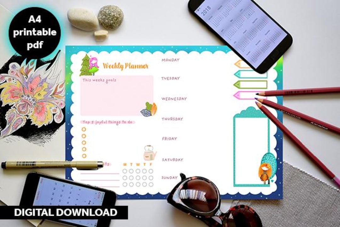 Joyful Taiga Weekly Planner | Printable A4 Planner | Undated Weekly ...