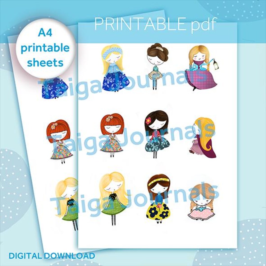 Whimsical Taiga Girls, Journal A4 Pdf Digital Printable Set 1 - Etsy