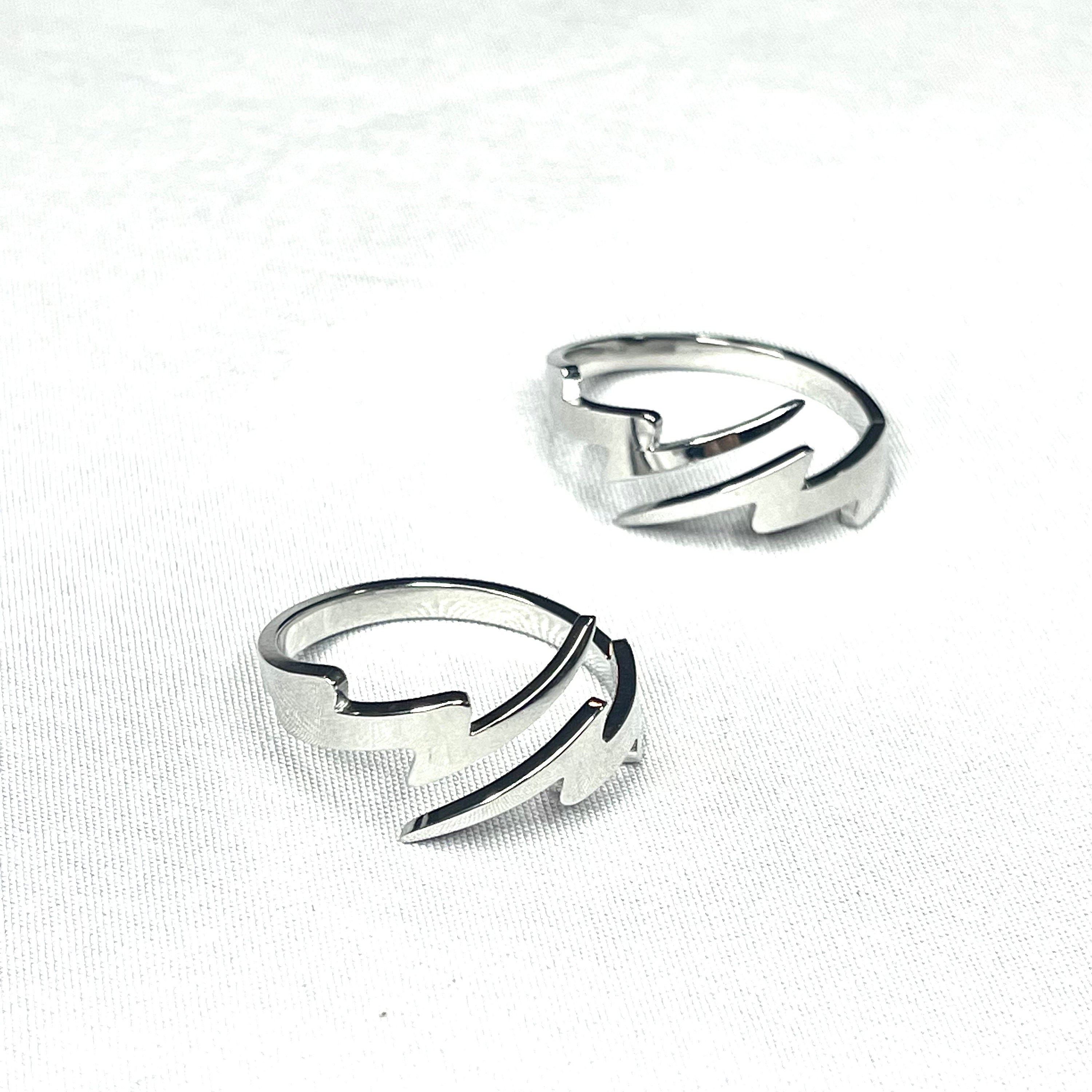 Lightening Bolt Ring, Stackable Rings, Silver Grunge Ring, Stainless ...