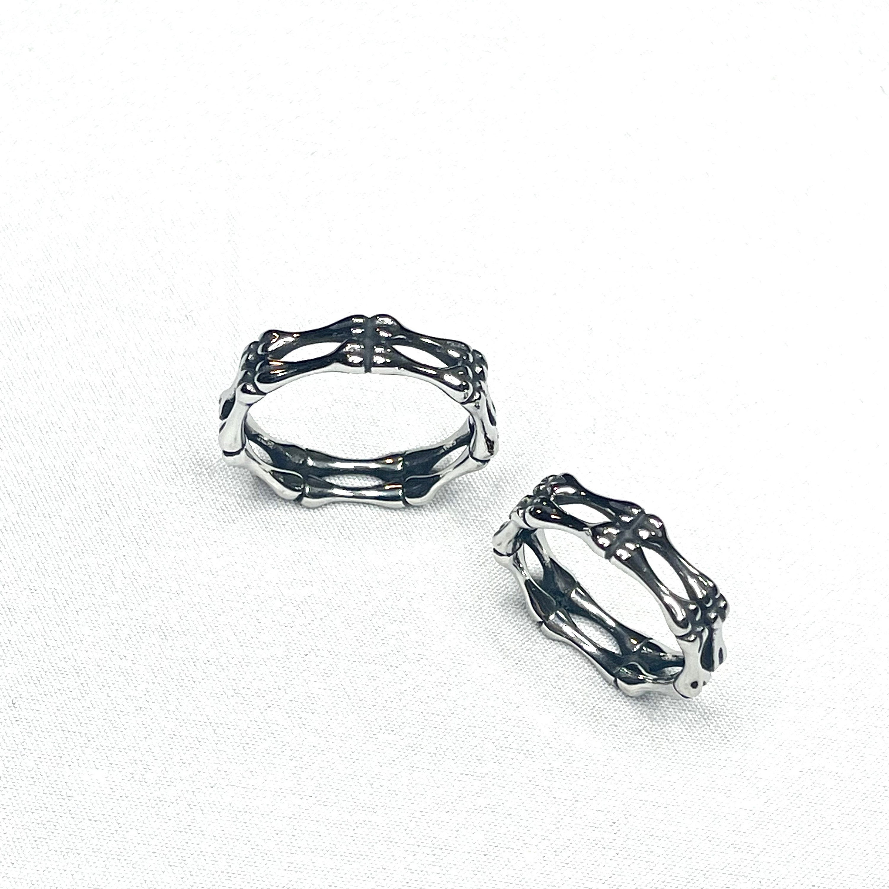 Bones Ring, Silver Bones Ring, Skeleton Ring, Silver Grunge Goth Rings ...