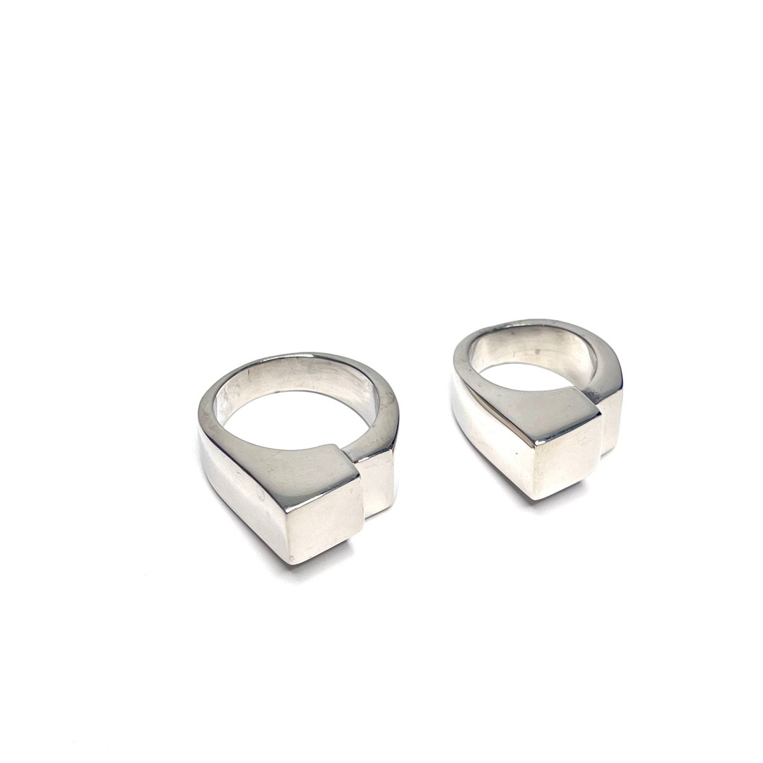 Chunky Stacked Rings, Chunky Goth Rings, Silver Grunge Rings, Stainless ...