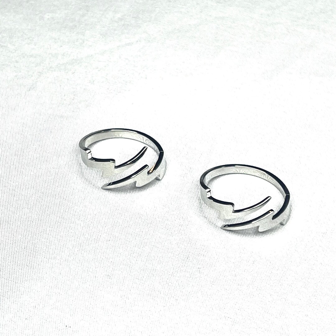 Lightening Bolt Ring, Stackable Rings, Silver Grunge Ring, Stainless ...
