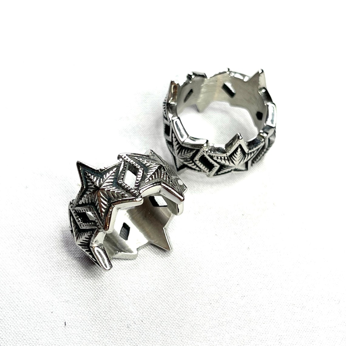 Star Band Ring, Chunky Star Ring, Silver Star Ring, Star Ring, Gothic ...
