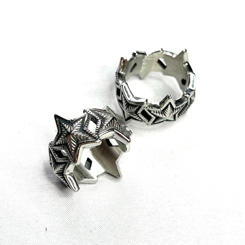 Star Band Ring, Chunky Star Ring, Silver Star Ring, Star Ring, Gothic ...