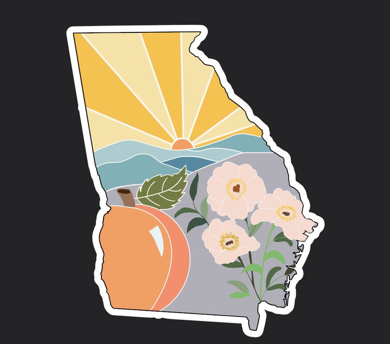 Cute Georgia Sticker State of Georgia Sticker Georgia Peach - Etsy