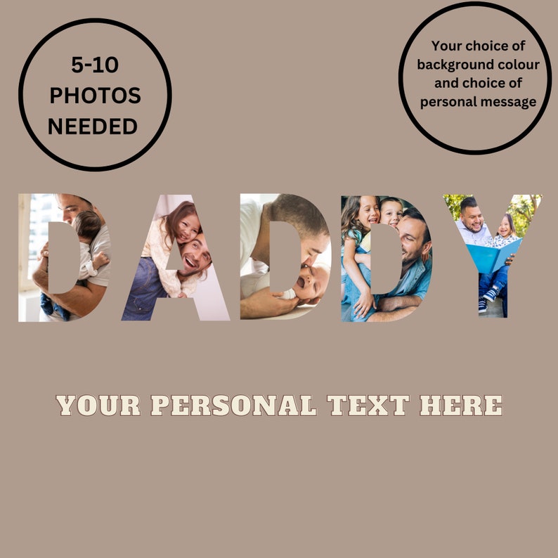 PRINTABLE DADDY Collage, Daddy Photo Collage, Customized Father's Day ...