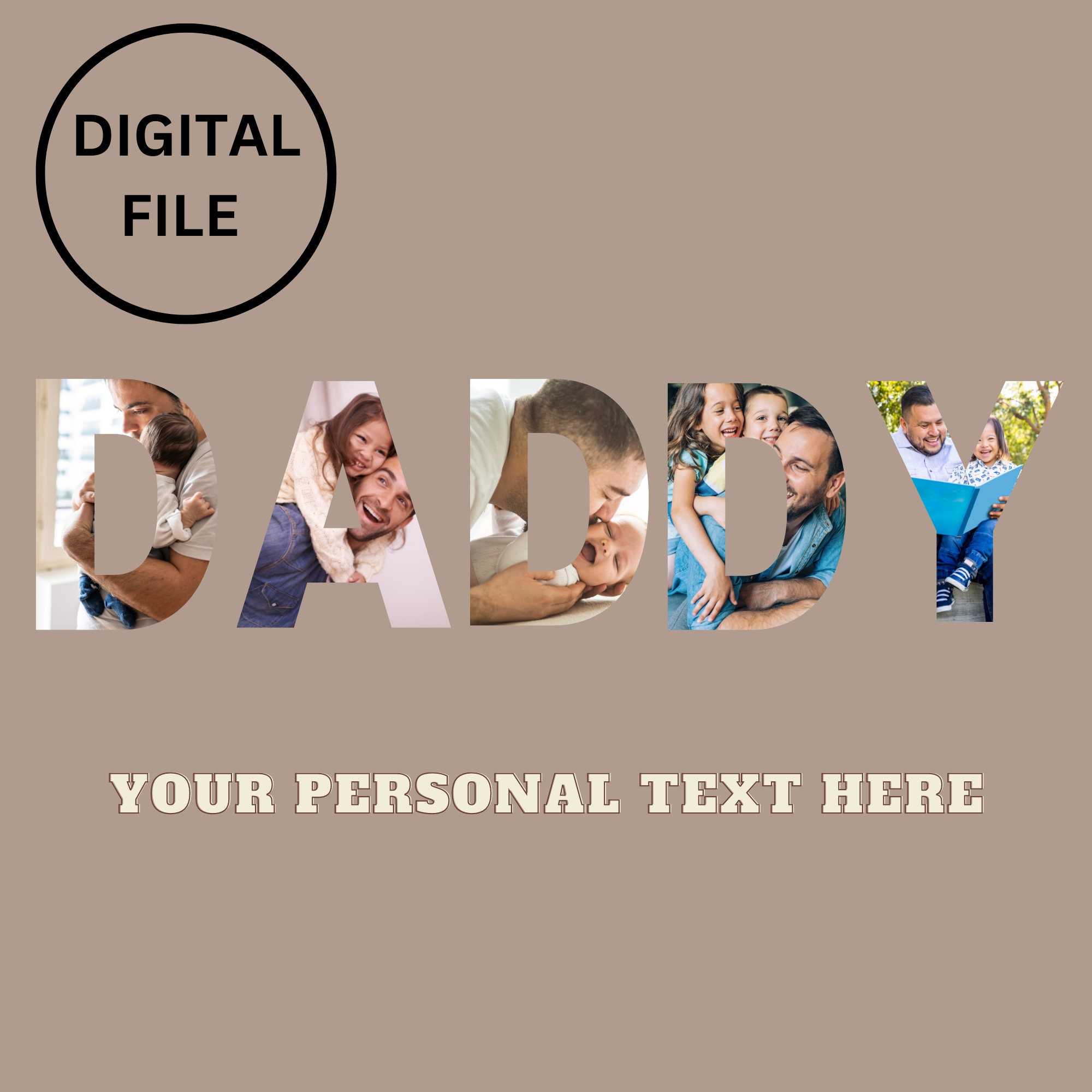 PRINTABLE DADDY Collage, Daddy Photo Collage, Customized Father's Day ...