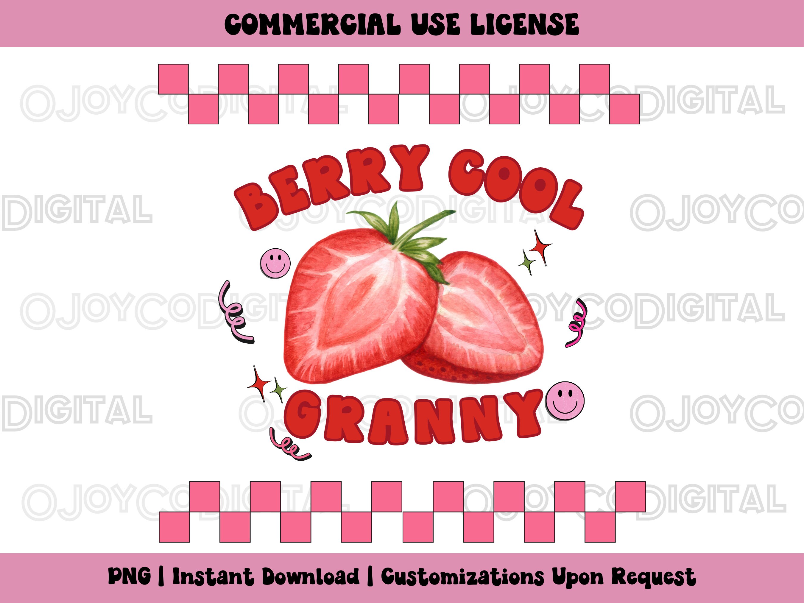 Strawberry PNG, Retro 90s 'berry Cool Granny' PNG - Grandma Strawberry ...
