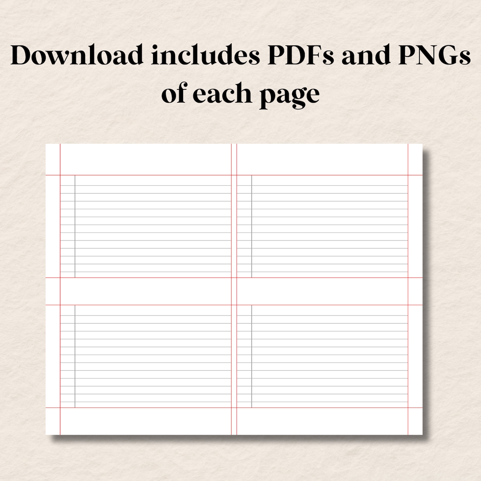 Printable 3x5 Index Cards, Lined Index Cards, Cornell Style Printable ...