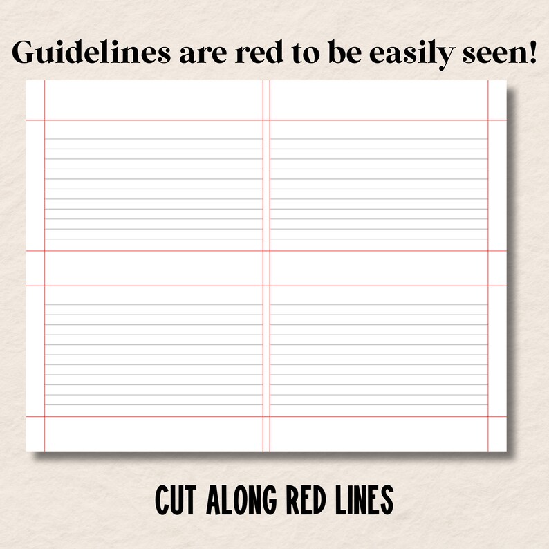 Printable 3x5 Index Cards, Lined Index Cards, Cornell Style Printable ...