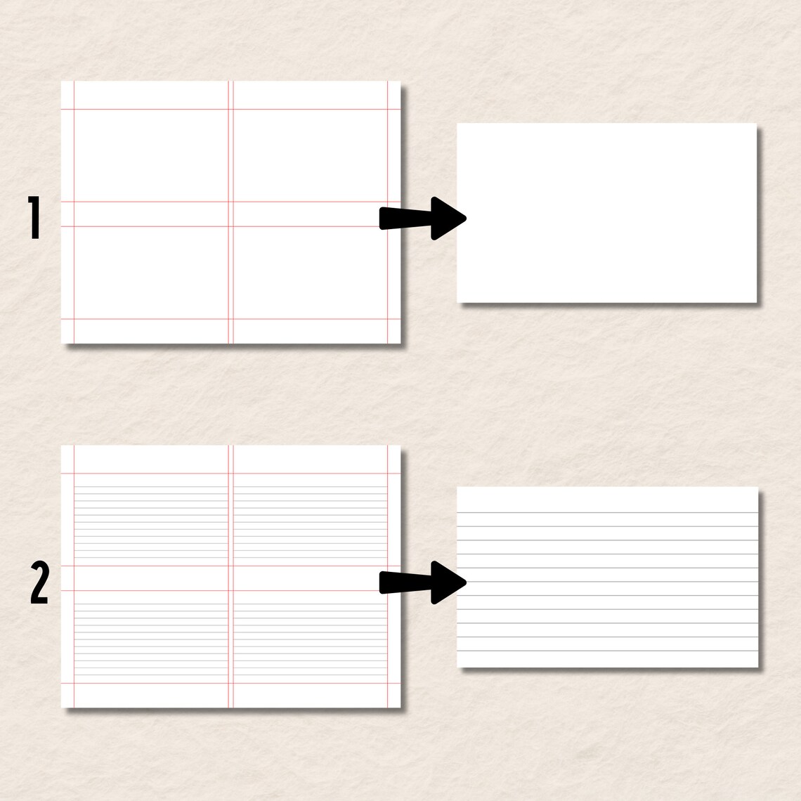 Printable 3x5 Index Cards, Lined Index Cards, Cornell Style Printable ...