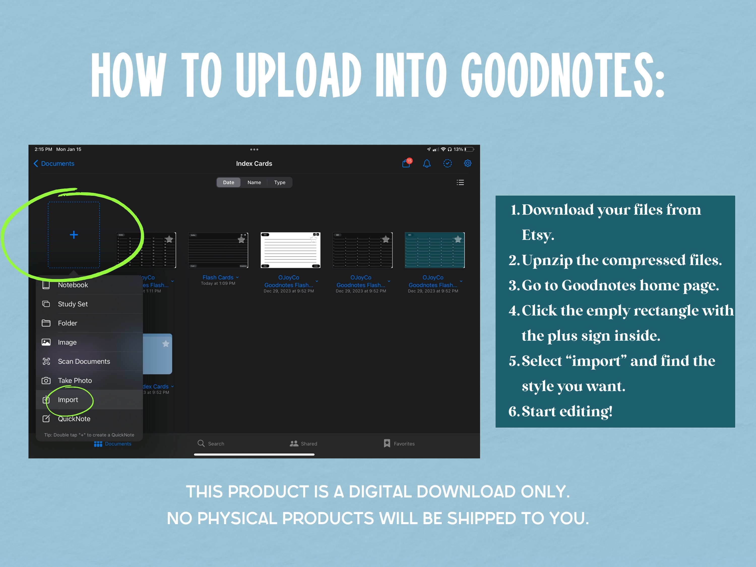 Black Goodnotes Index Cards, Digital Index Cards: Lined Index Cards ...
