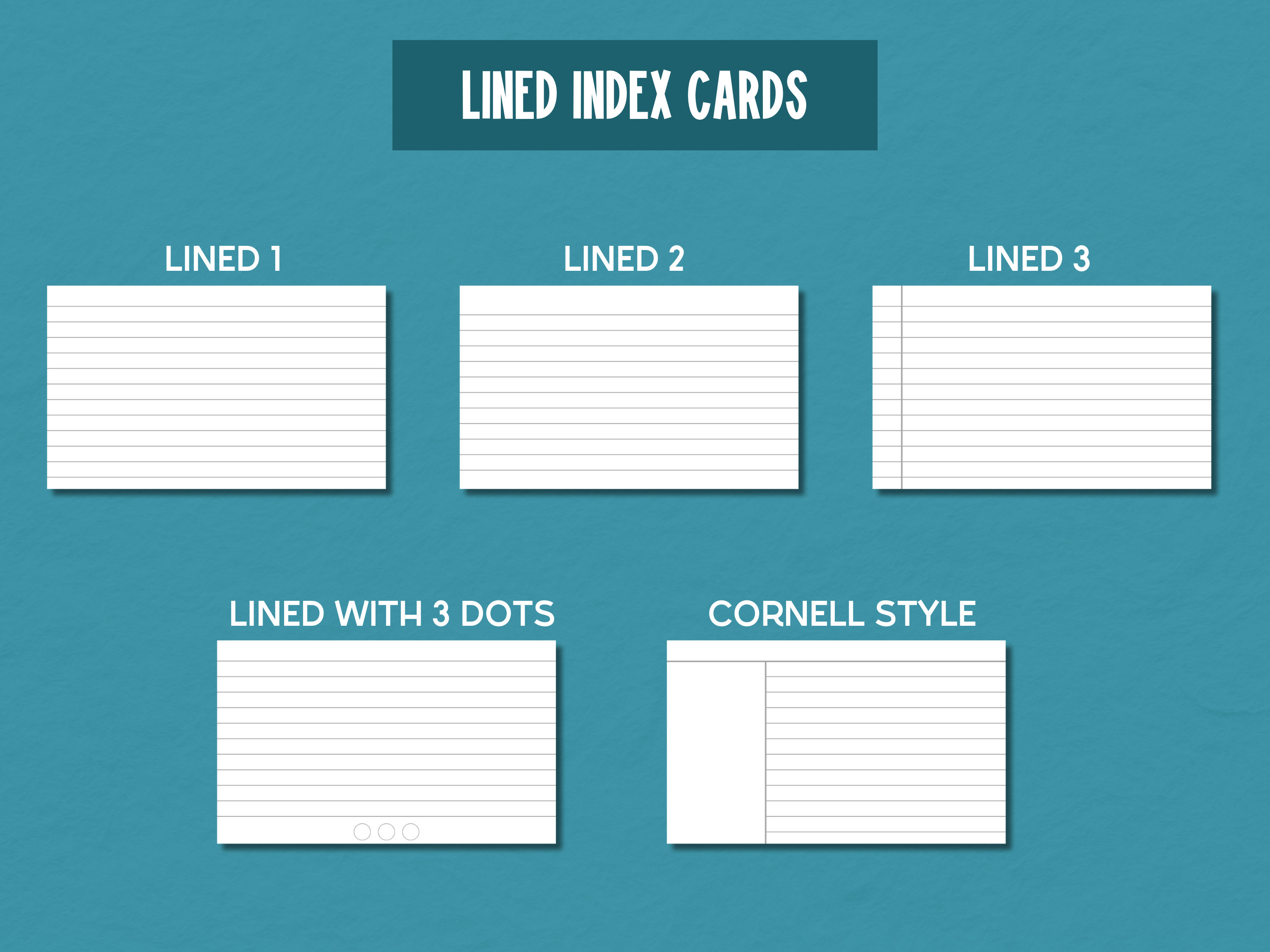 White Goodnotes Index Cards, Digital Index Cards: Lined Index Cards ...