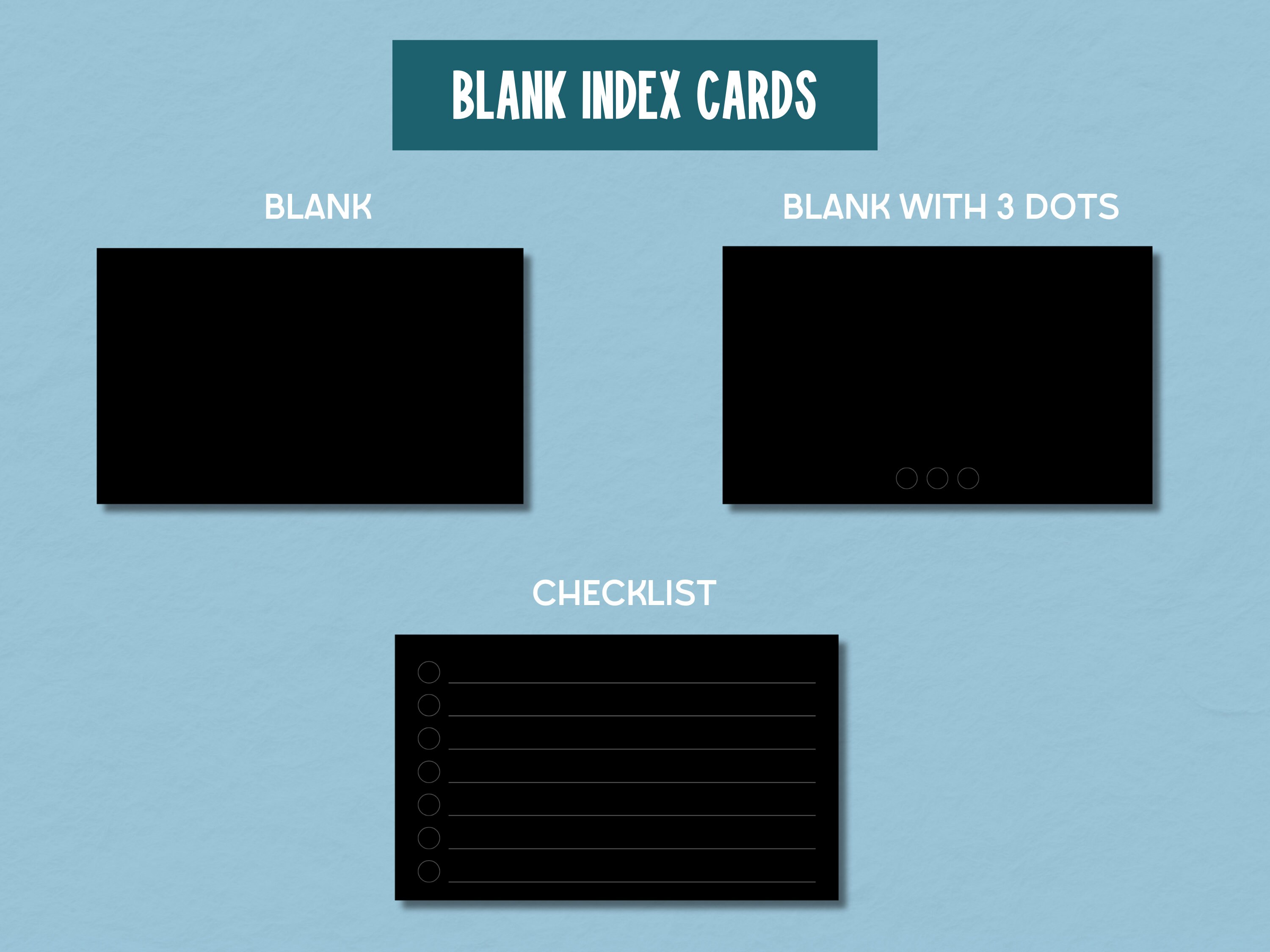 Black Goodnotes Index Cards, Digital Index Cards: Lined Index Cards ...