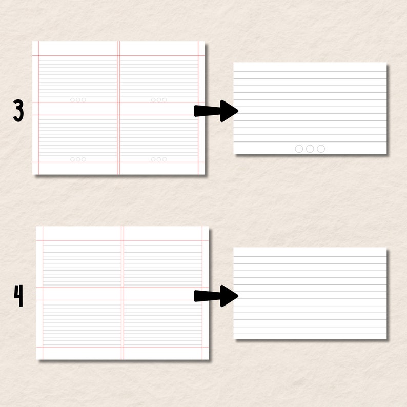 Printable 3x5 Index Cards, Lined Index Cards, Cornell Style Printable ...