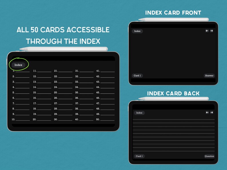 Black Digital Flash Cards for Goodnotes and Notability 5 Styles ...