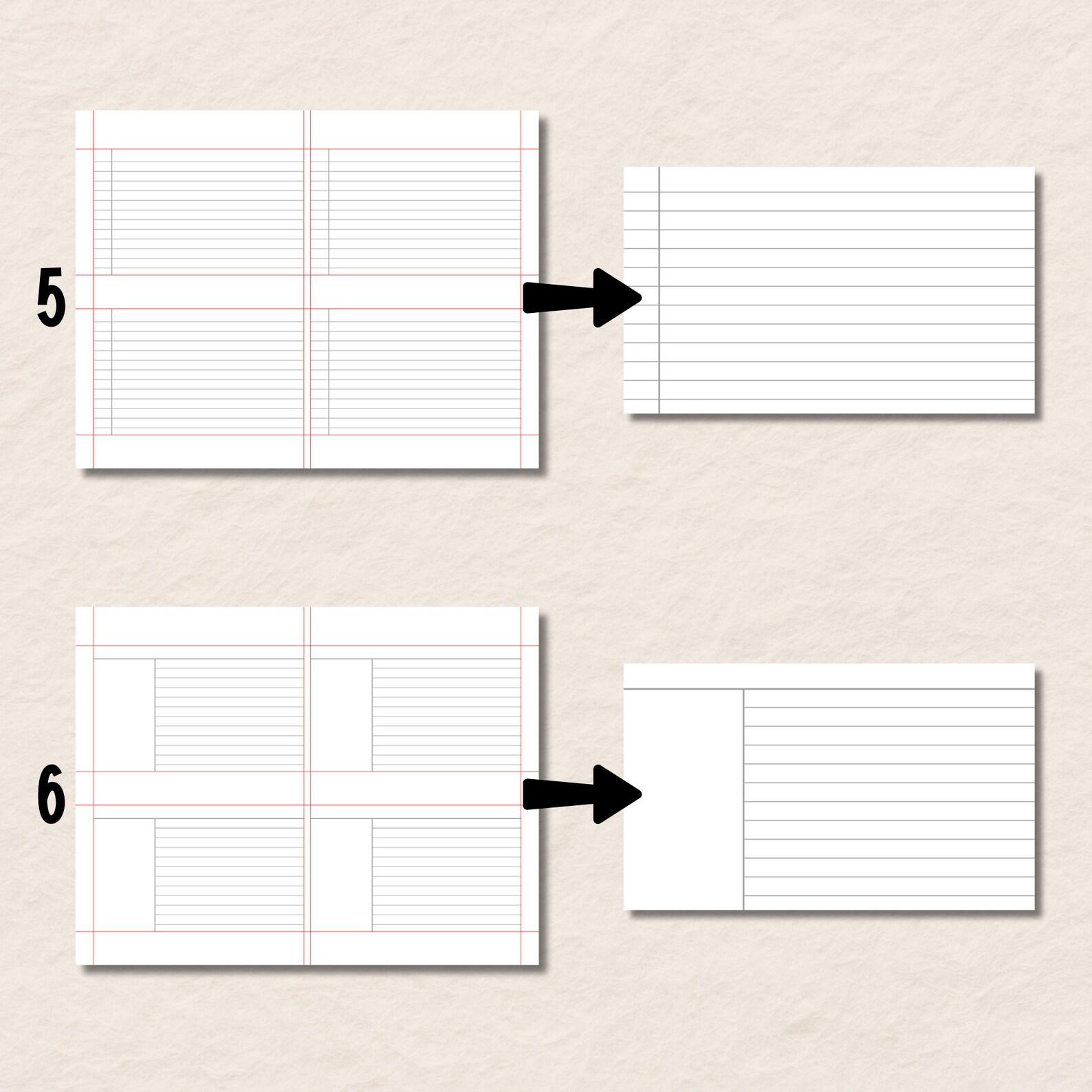 Printable 3x5 Index Cards, Lined Index Cards, Cornell Style Printable ...