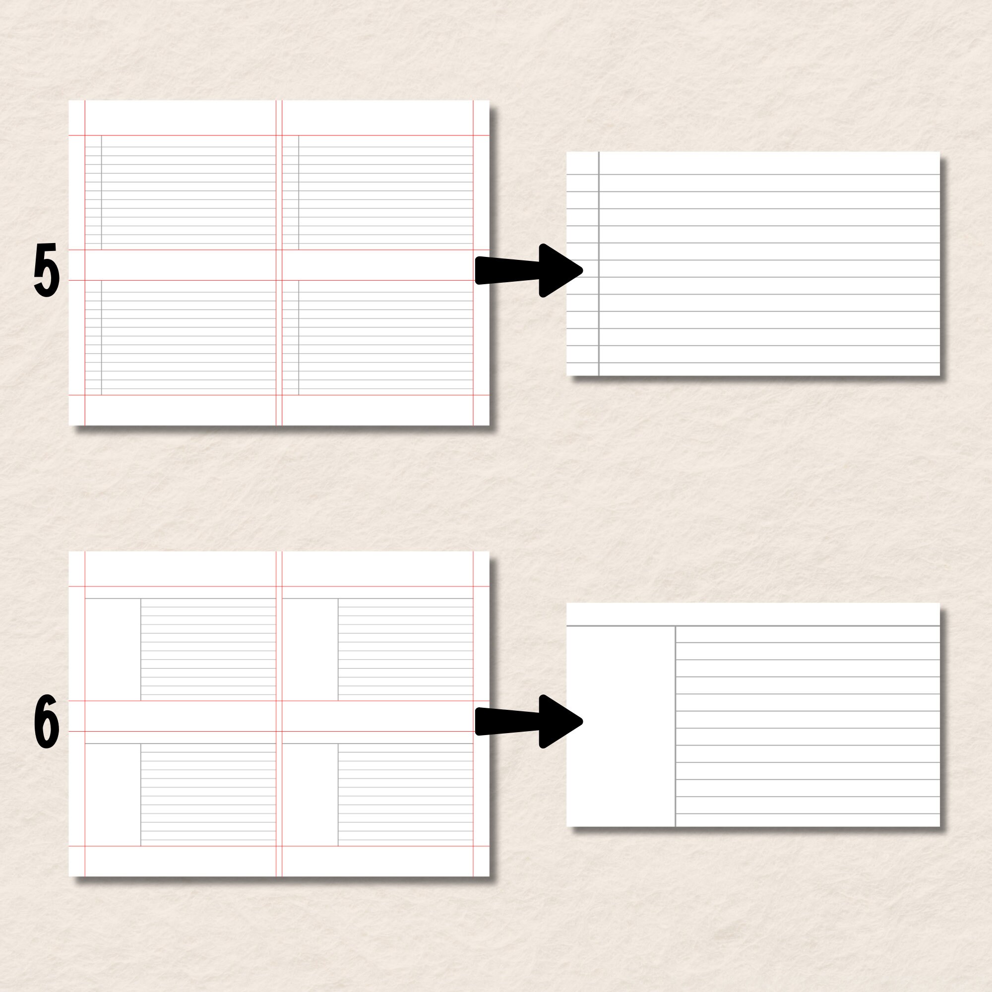 Printable 3x5 Index Cards, Lined Index Cards, Cornell Style Printable ...