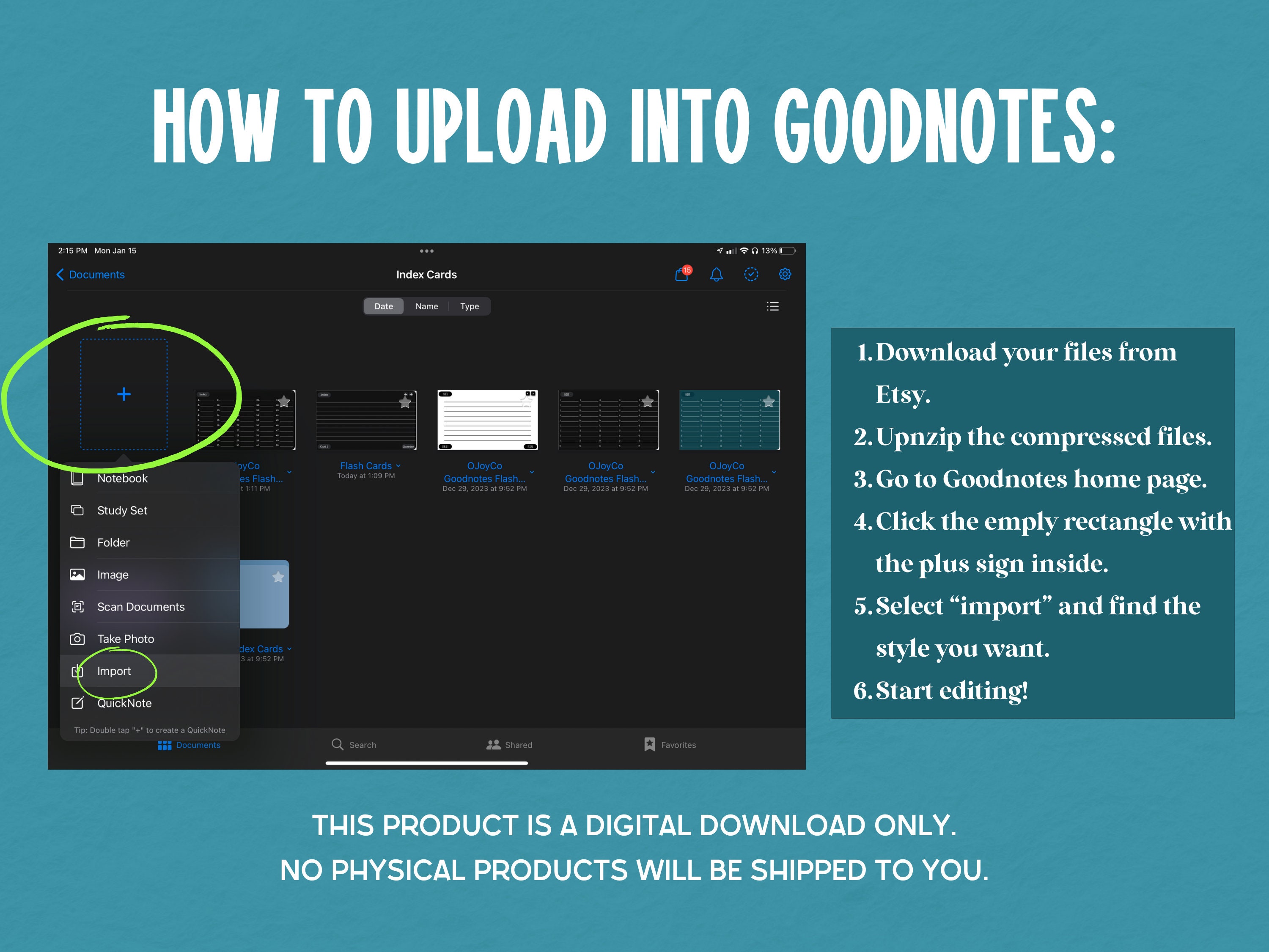White Goodnotes Index Cards, Digital Index Cards: Lined Index Cards ...
