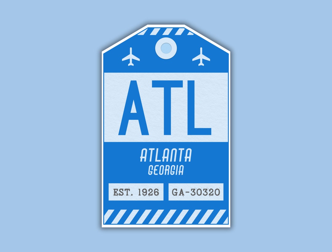 ATL Atlanta Georgia Luggage Tag Sticker / Airport Code Baggage Decal ...
