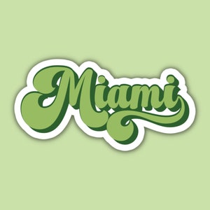 Miami Vintage Inspired Travel Sticker, Vinyl Laptop Water Bottle ...