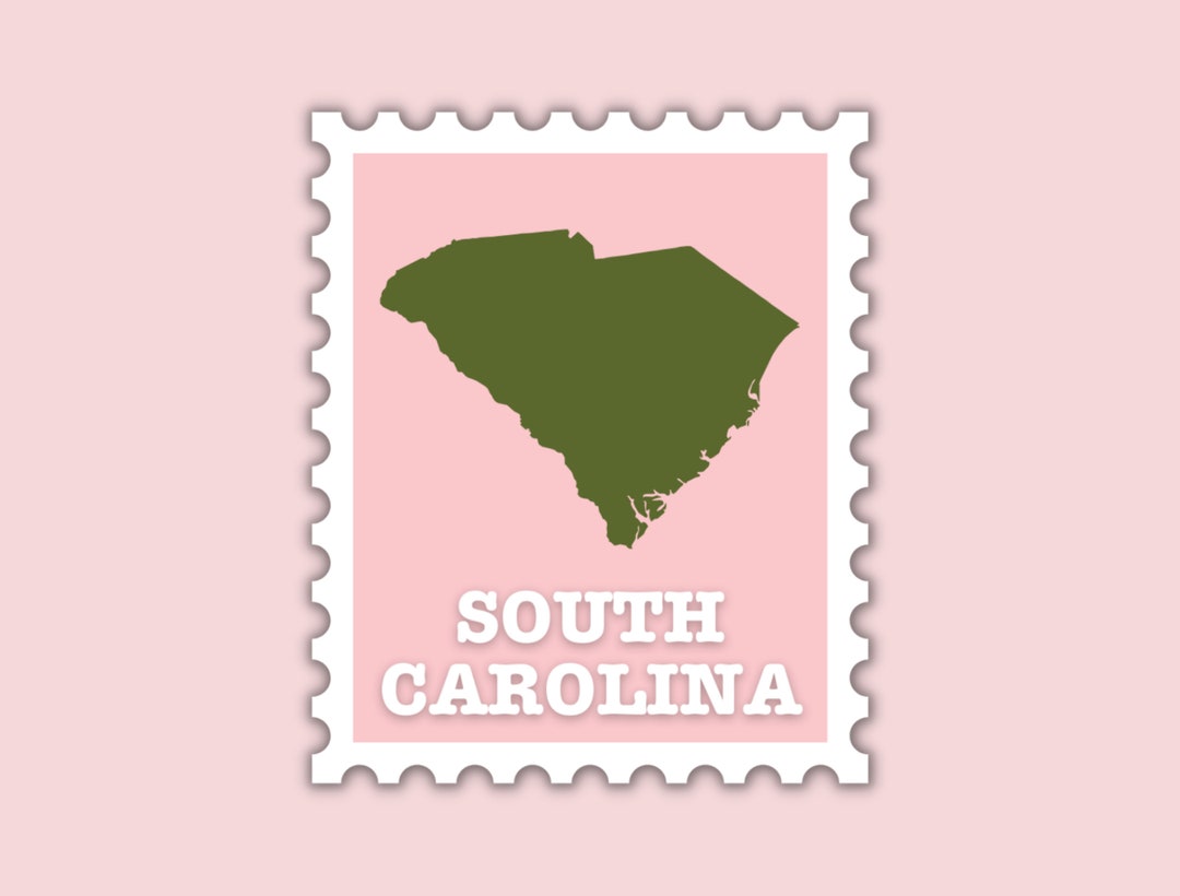 South Carolina Stamp Sticker, Multiple Colors, Vinyl Sticker, Places I ...
